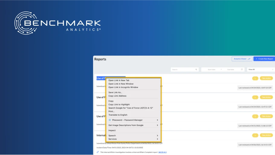 May 2023: Reporting, Training, and Security Enhancements : Benchmark Analytics