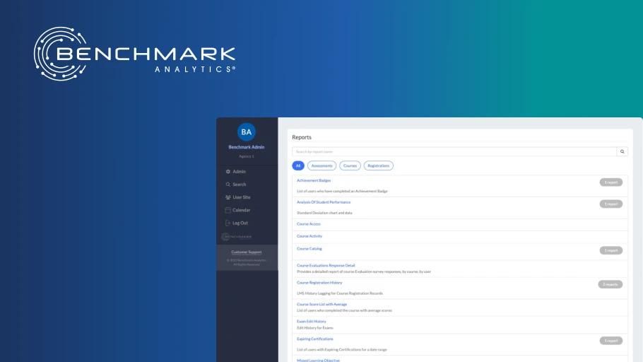 October 2023: New Reports List Filters Available : Benchmark Analytics
