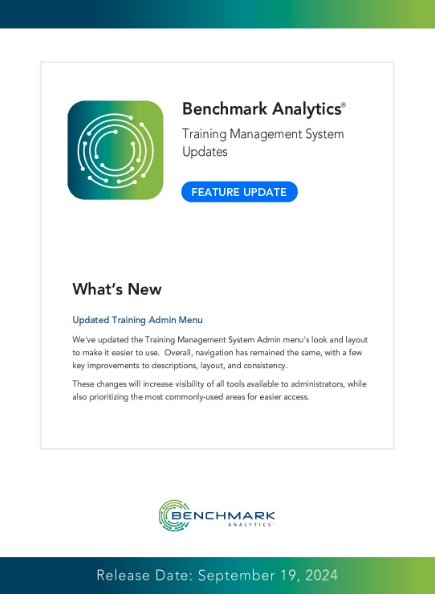 September 2024: TMS — Admin Menu : Benchmark Analytics